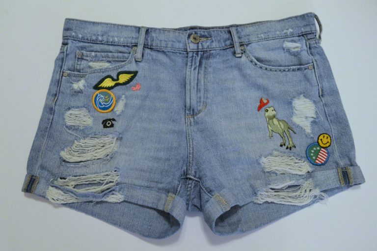 Designer-Inspired DIY Distressed Patch Denim Shorts – Oh, Julia Ann